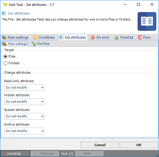Task File - Set attributes Task File - Set attributes